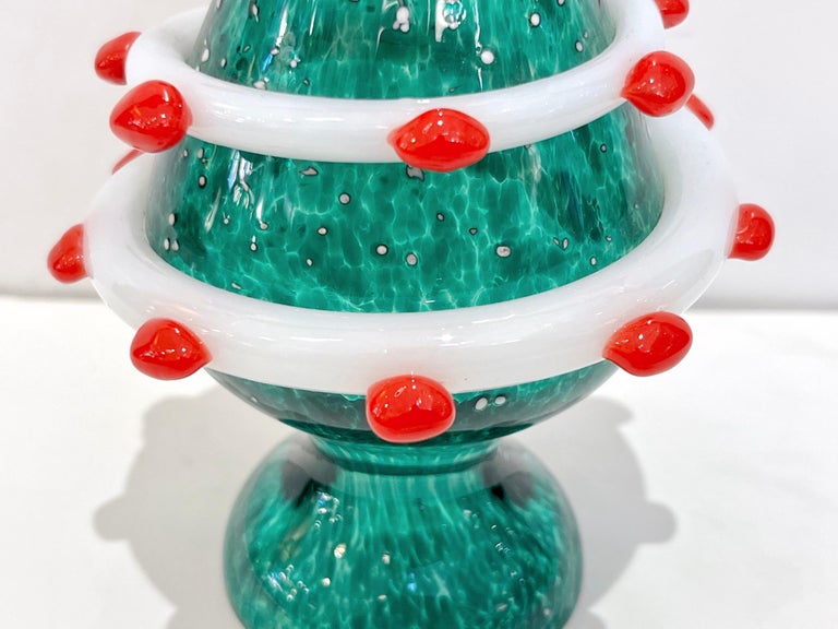 Bespoke Italian Modern Green White Murano Swirl Glass Christmas Tree ...