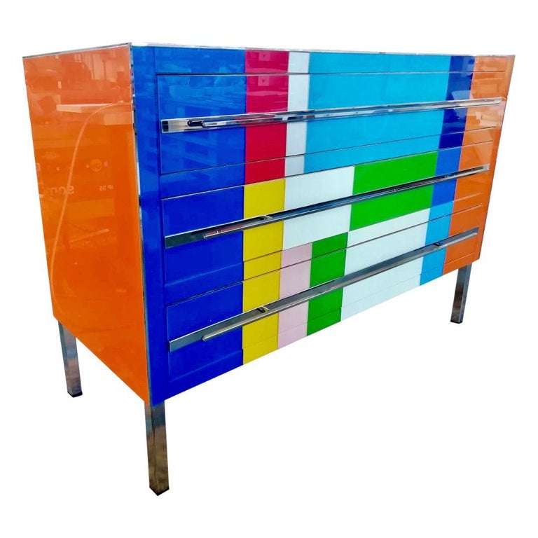 Bespoke Italian Mondrian Style Blue Green Yellow White Pink Modern ...