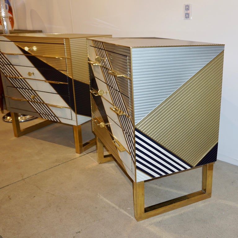 Bespoke Italian Postmodern Black Gold Gray Chests or Nightstands on ...