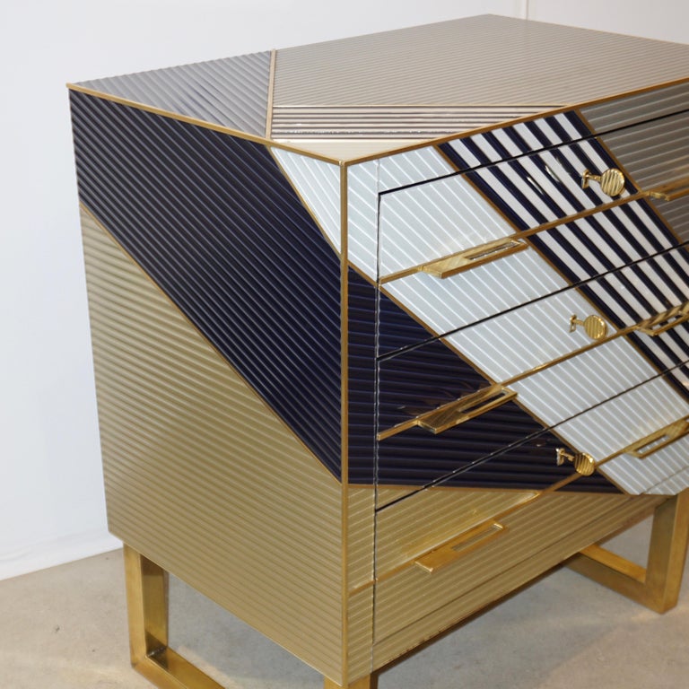 Bespoke Italian Postmodern Black Gold Gray Chests or Nightstands on ...