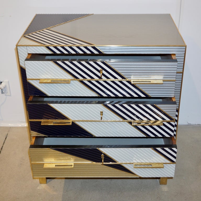 Bespoke Italian Postmodern Black Gold Gray Chests or Nightstands on ...