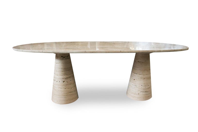 Bespoke Italian Travertine Oval Dining Table at 1stDibs