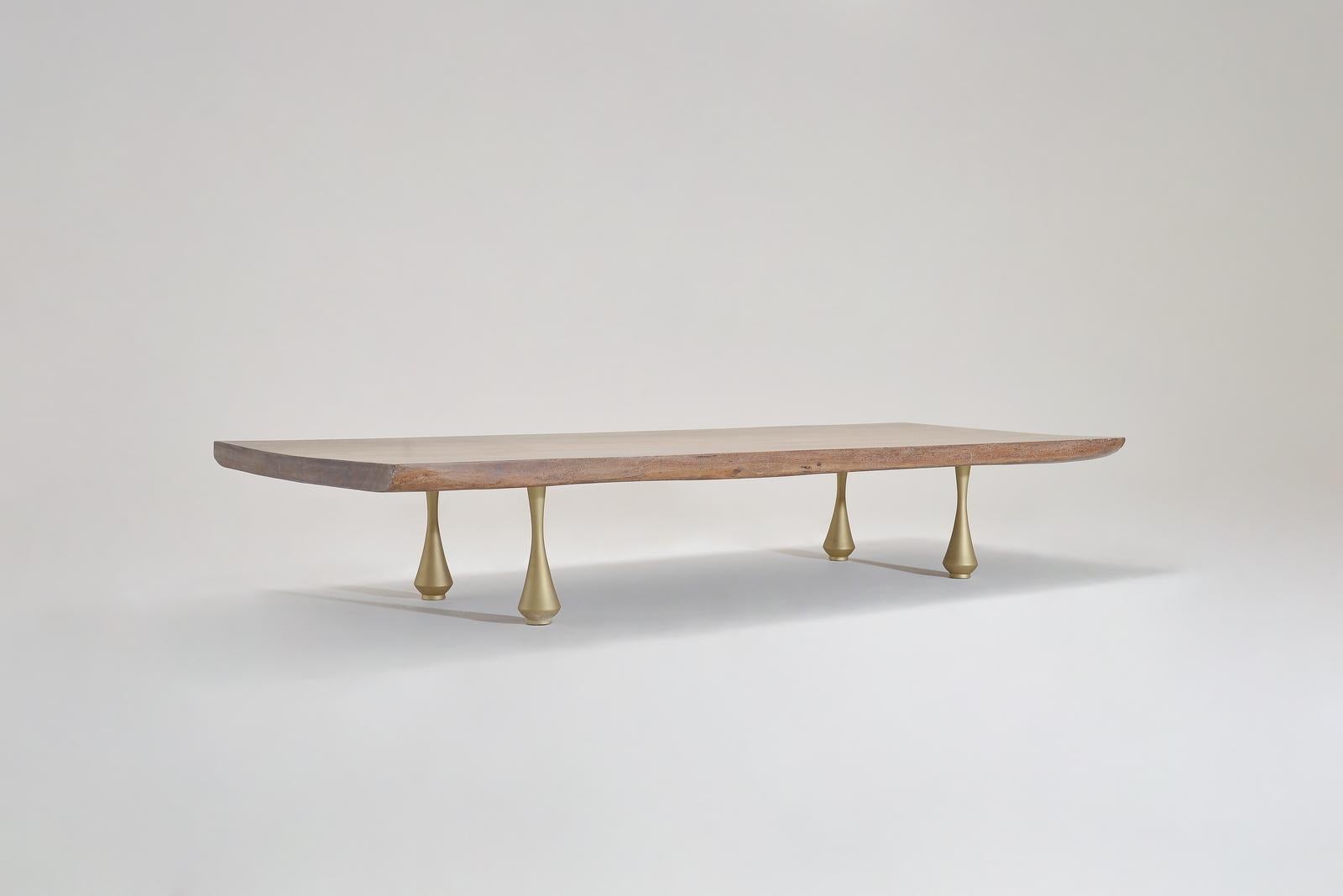Bespoke Low Table, Antique Single Slab Hardwood with Brass Legs, by P ...