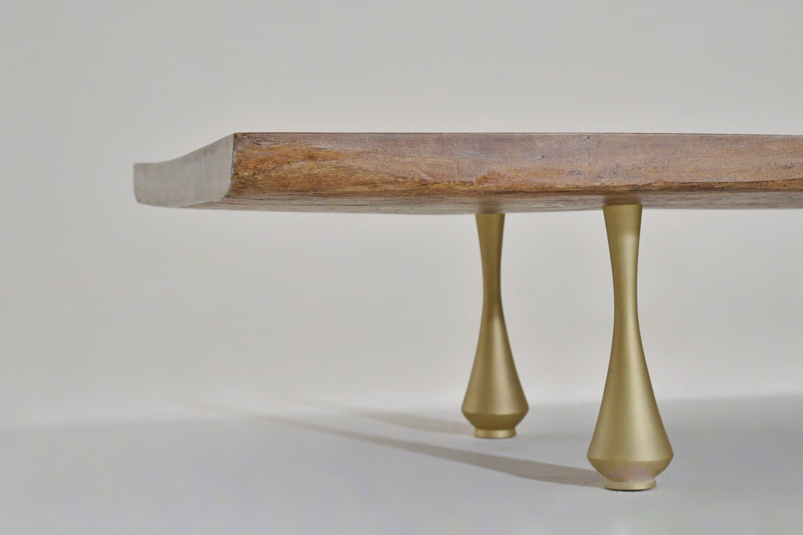 Bespoke Low Table, Antique Single Slab Hardwood with Brass Legs, by P ...