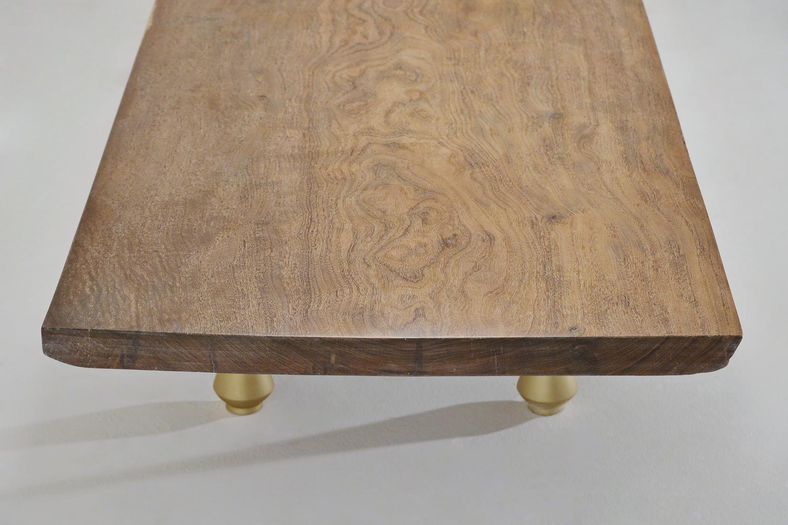 Bespoke Low Table, Antique Single Slab Hardwood with Brass Legs, by P ...