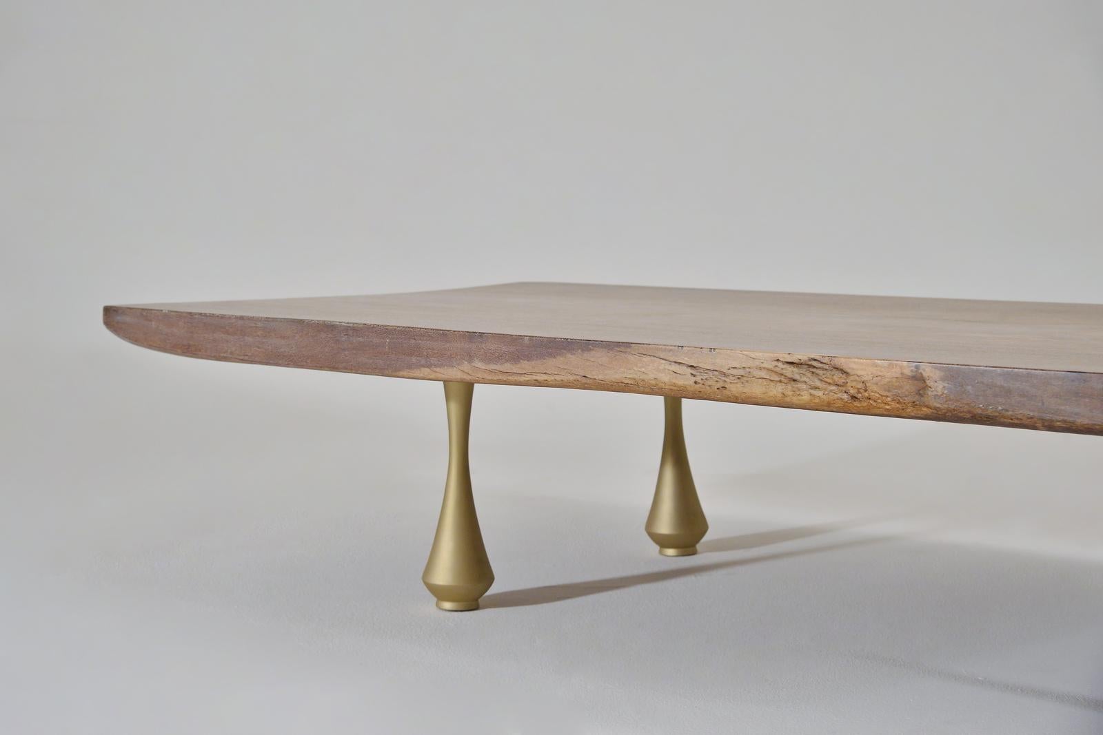 Bespoke Low Table, Antique Single Slab Hardwood with Brass Legs, by P ...