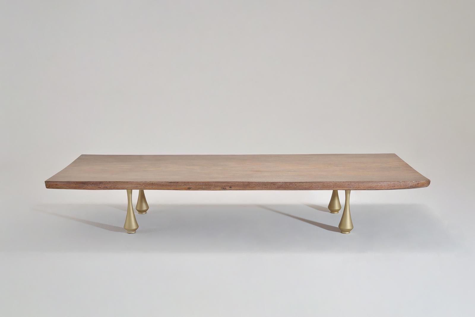 Bespoke Low Table, Antique Single Slab Hardwood with Brass Legs, by P ...