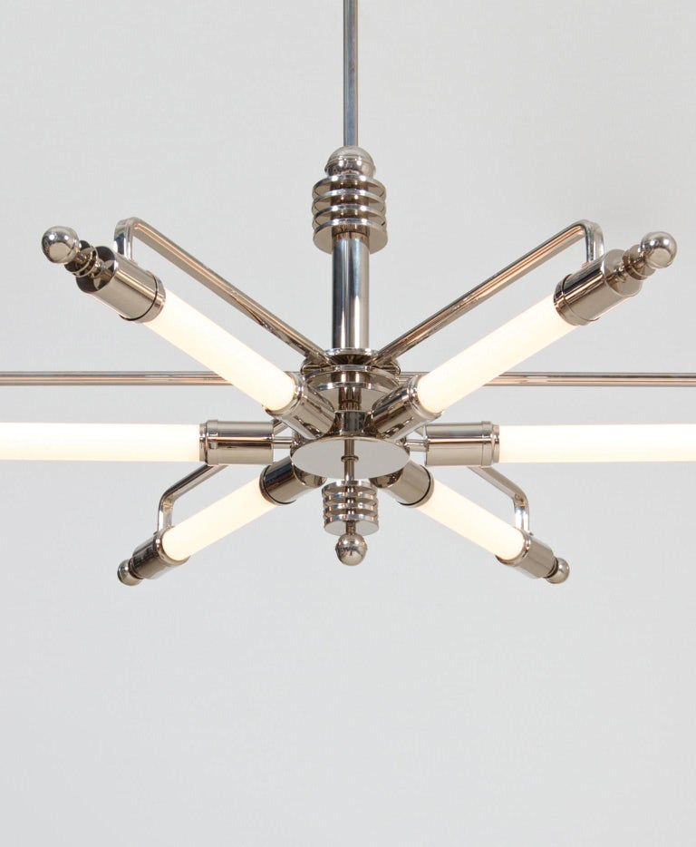 Bespoke Machine Age Pendant Light, Nickel Plated Brass, Tube Lights ...