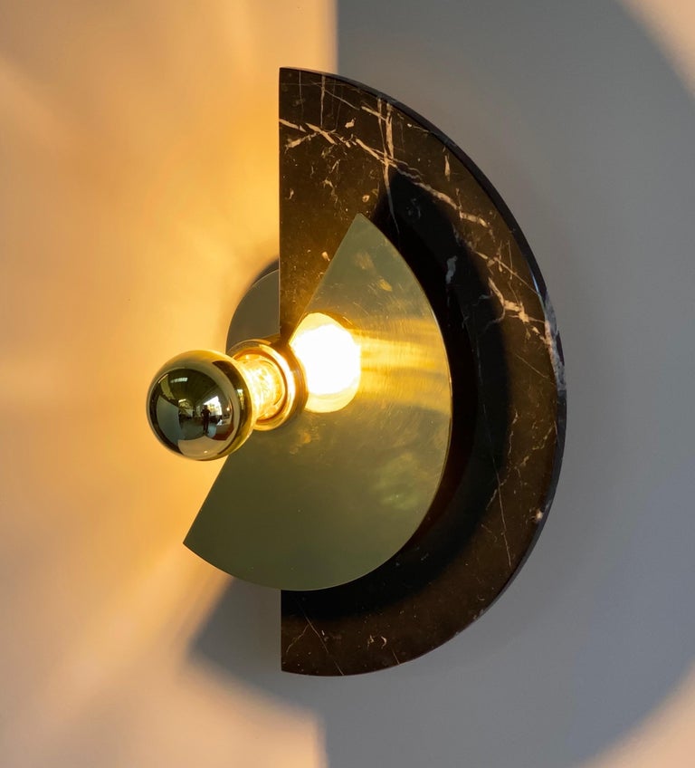 Bespoke Matlight Art Deco Style Half Moon Rotating Brass Sconce in ...