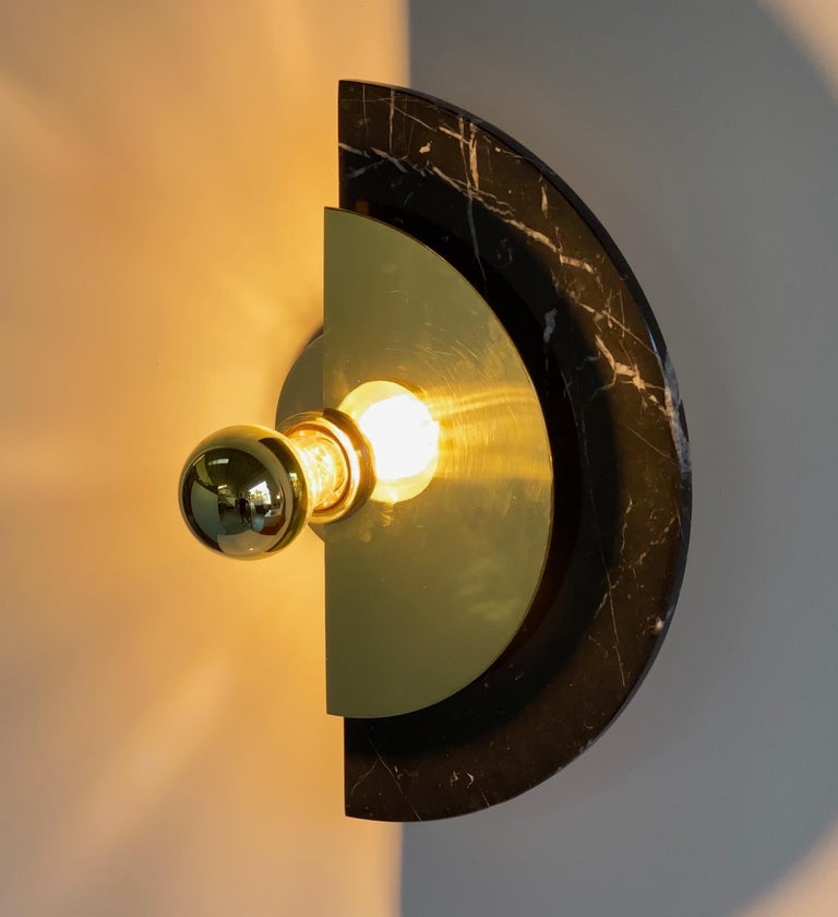 Bespoke Matlight Art Deco Style Half Moon Rotating Brass Sconce in ...