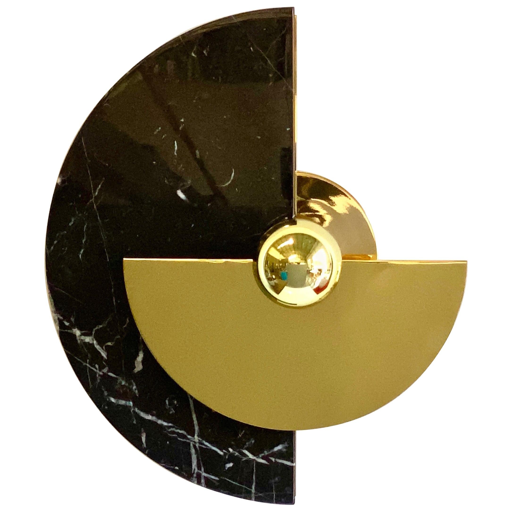 Bespoke Italian Art Deco Design Crystal Murano Glass Half Moon Brass ...