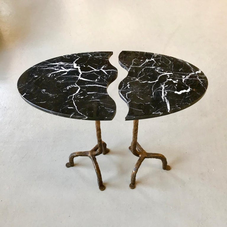 Bespoke Matlight Italian Cast Bronze and Marble Oval Side Table ...