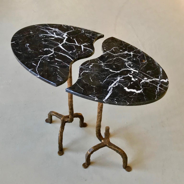 Bespoke Matlight Italian Cast Bronze and Marble Oval Side Table ...