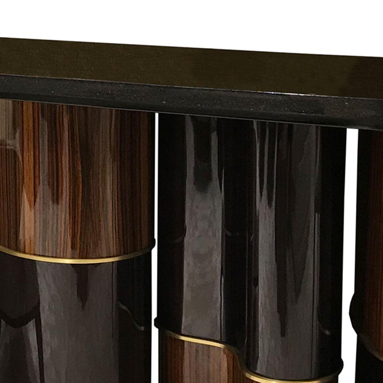 Bespoke Modern Console Portia in Macassar and Brass Base with Granite ...