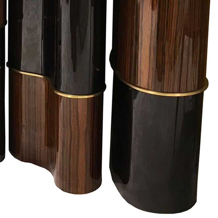 Bespoke Modern Console Portia in Macassar and Brass Base with Granite ...