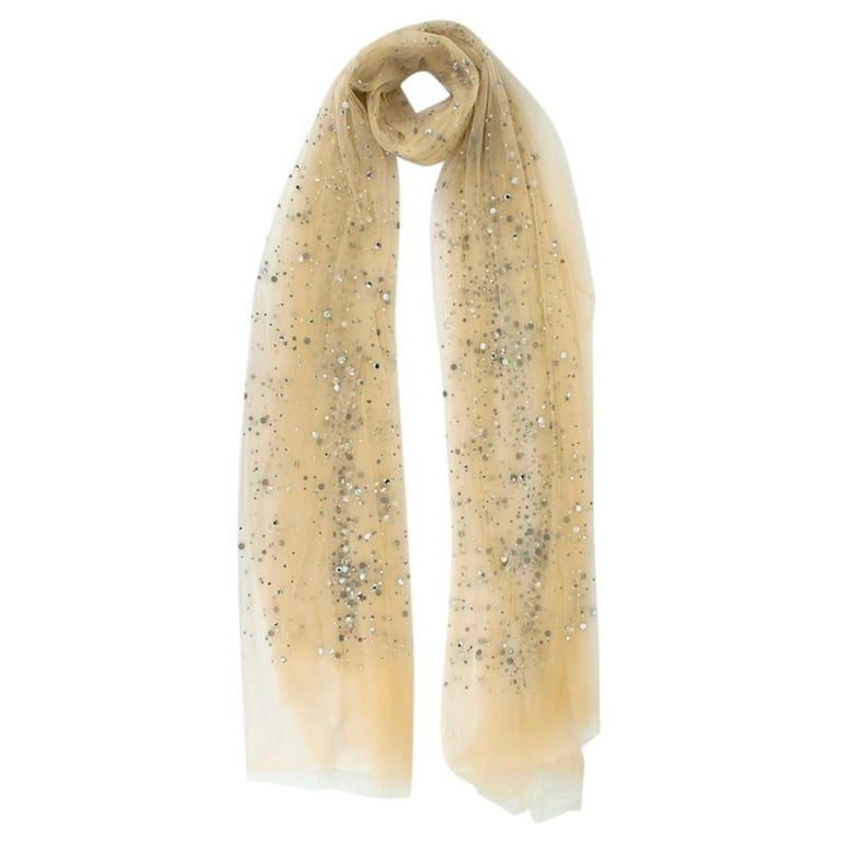 Bespoke Nude Tulle Crystal Embellished Wrap Shawl One size at 1stDibs ...