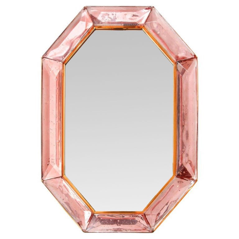 Venetian Pink Flower Murano Glass Mirror For Sale at 1stDibs | murano ...