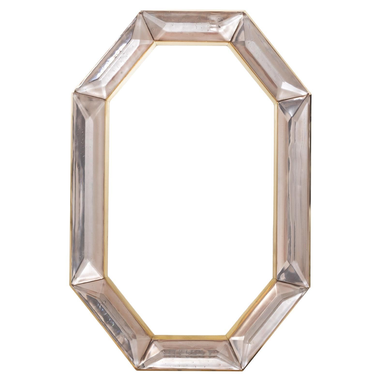 Large Pink Diamond Cut Murano Glass Mirror, In Stock For Sale at ...