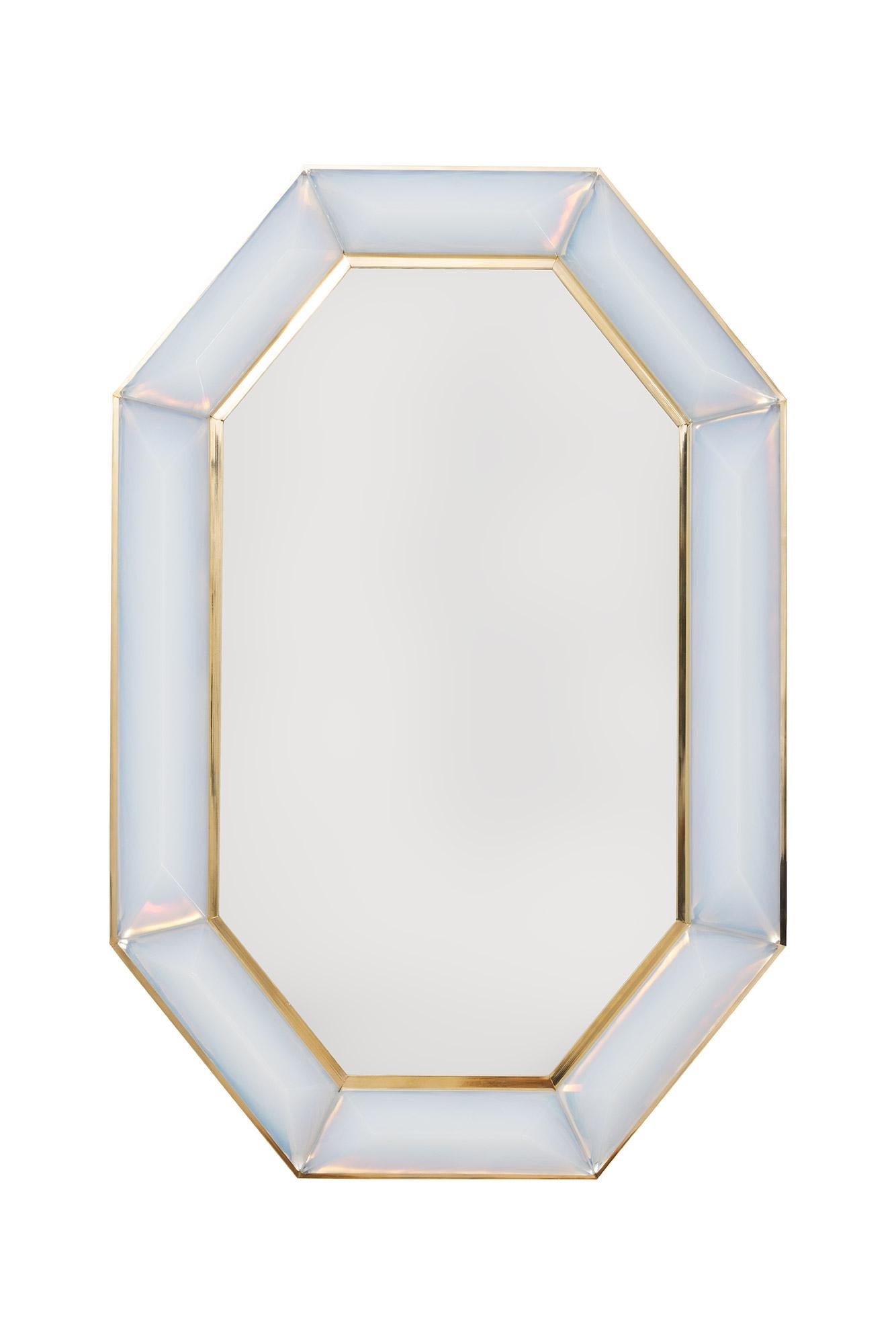 Bespoke Octagonal Iridescent Opaline Murano Glass Mirror, in Stock For ...