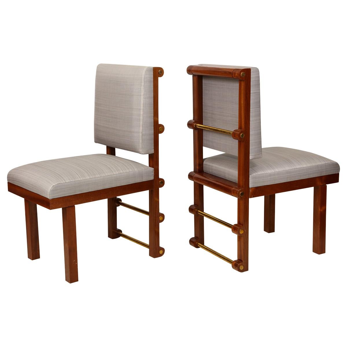 Pair of Mahogany and Leather Library Chairs For Sale at 1stDibs