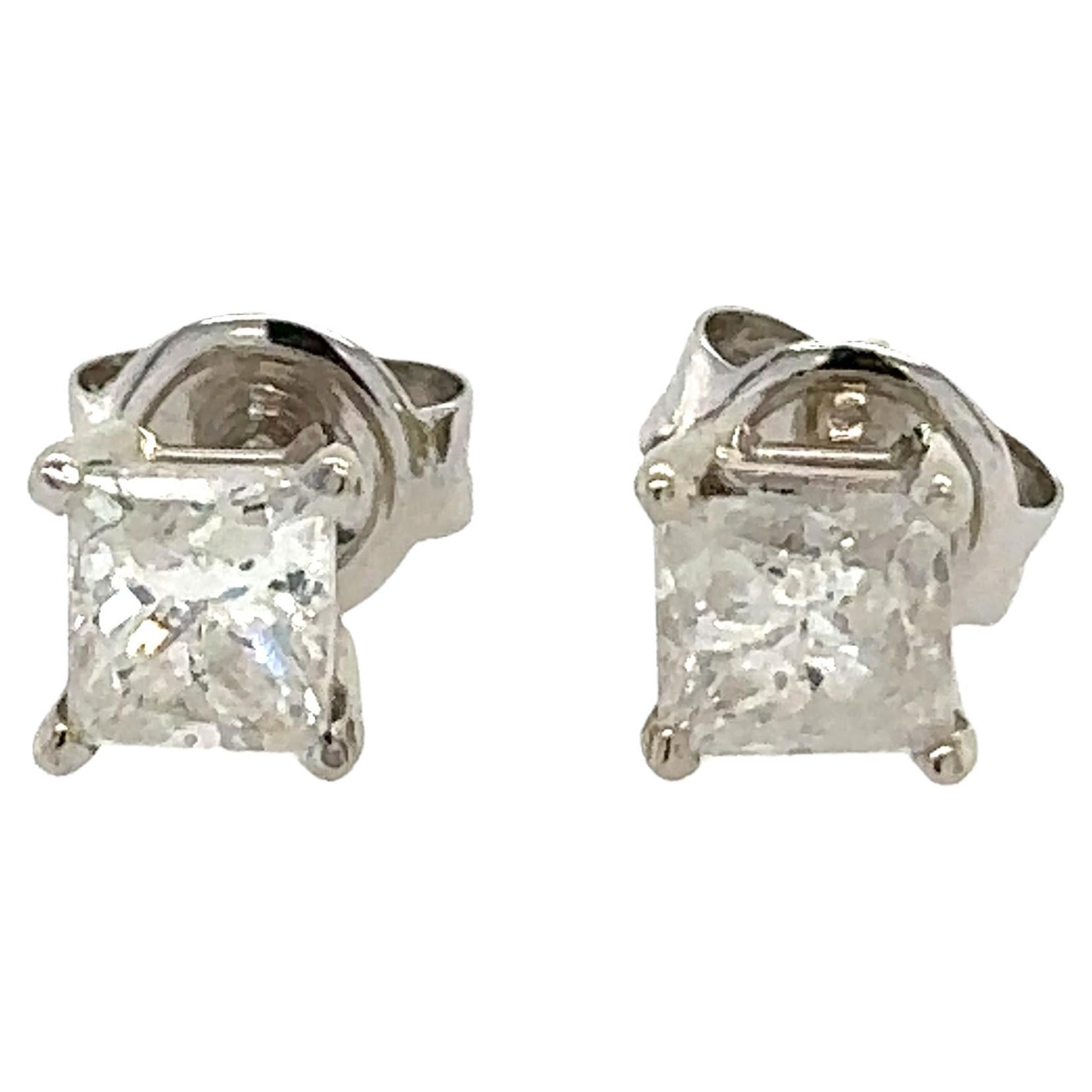Bespoke Princess Cut Diamond Earrings 0.80ct For Sale at 1stDibs