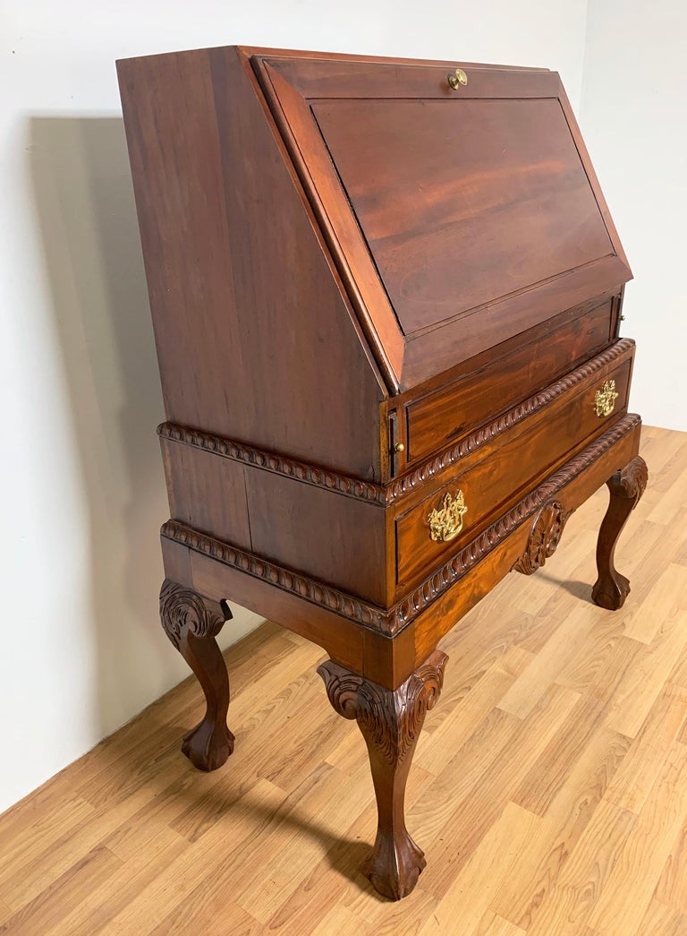 Bespoke Queen Anne Style Mahogany Drop Front Desk on Frame For Sale at ...