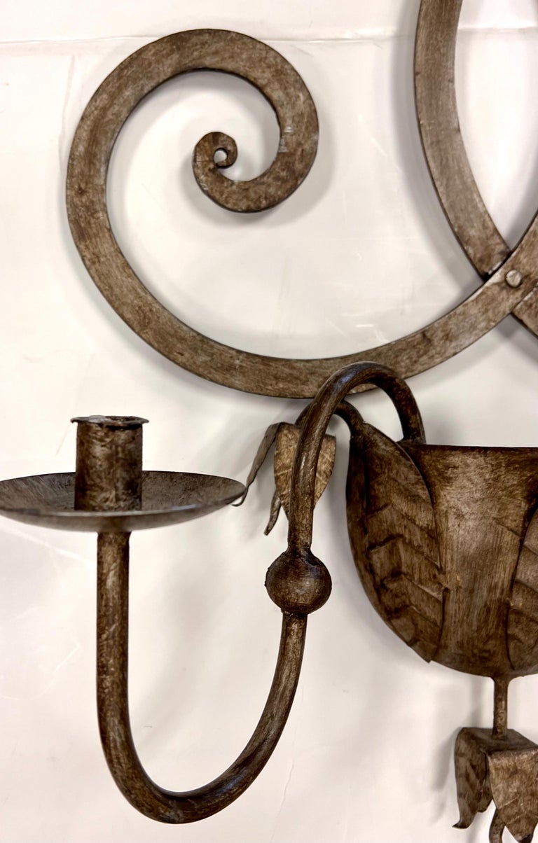 Bespoke Rococo Style Large Heavy Tole Candle Wall Sconces For Sale at ...