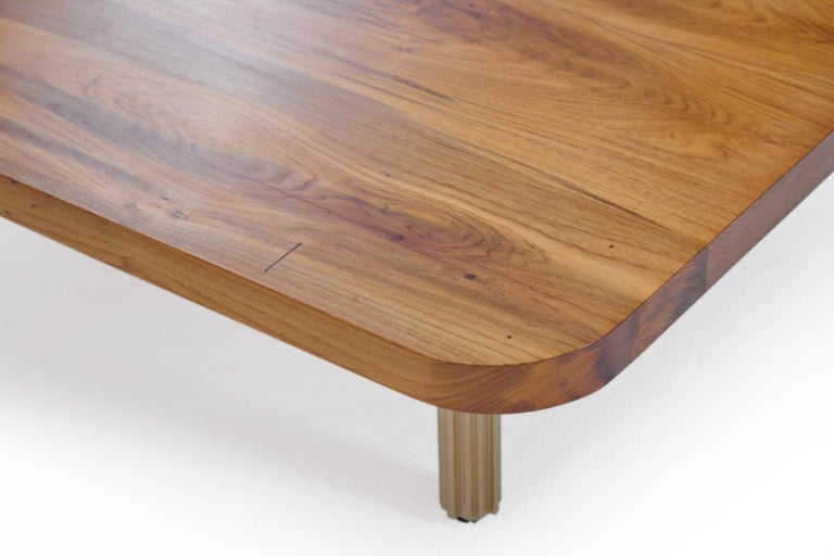 Bespoke, Square Coffee Table with Rounded Corners on Brass Base by P ...