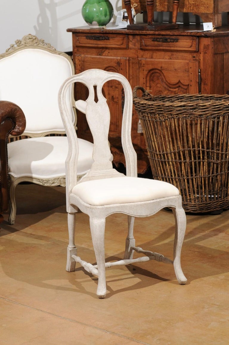 Bespoke Swedish Rococo Style Painted Wood Upholstered Chair with ...