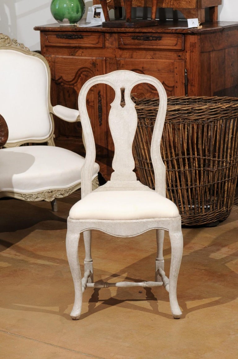 Bespoke Swedish Rococo Style Painted Wood Upholstered Chair with ...