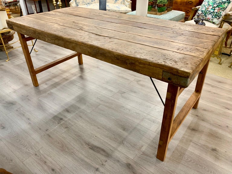 Bespoke Vintage Waxed Harvest Farm Table Farmhouse 20th Century Wine at ...