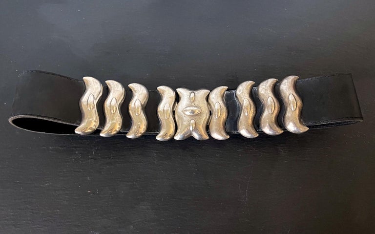 Bespoken Leather Belt with Sculptural Sterling Buckles Graziella Laffi ...