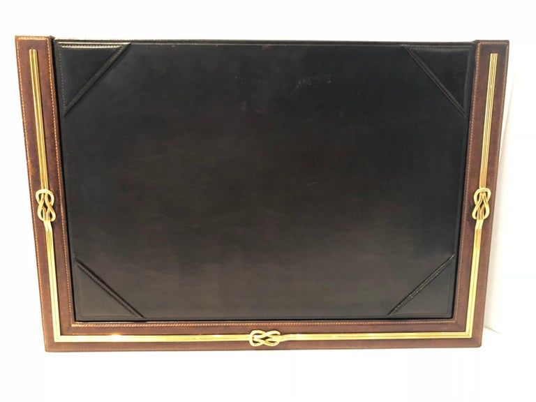 Best Dressed Executive's Leather and Gold Gucci Desk Set at 1stDibs