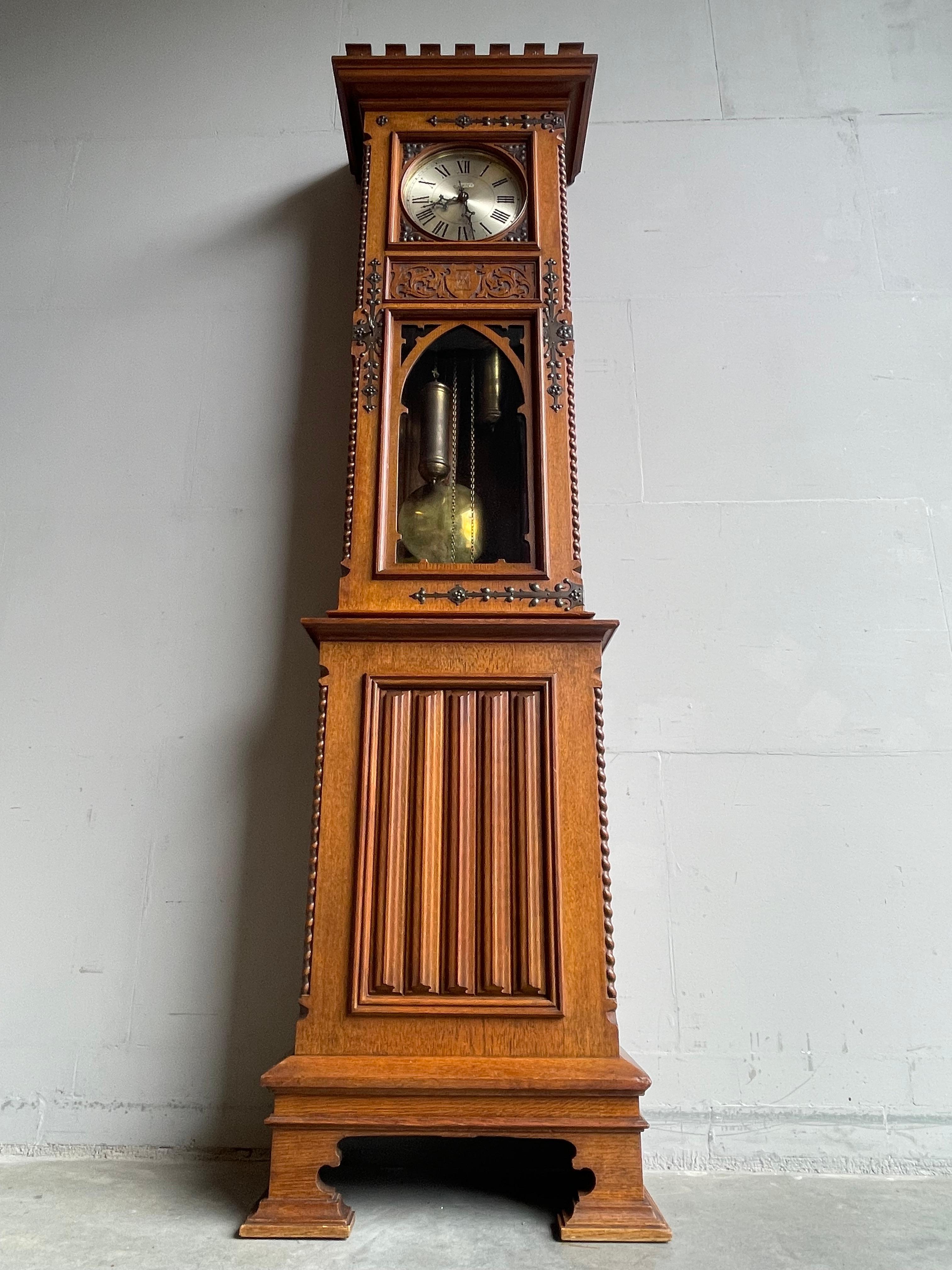 Best Ever Antique Gothic Revival Grandfather / Longcase Clock by Ferd ...