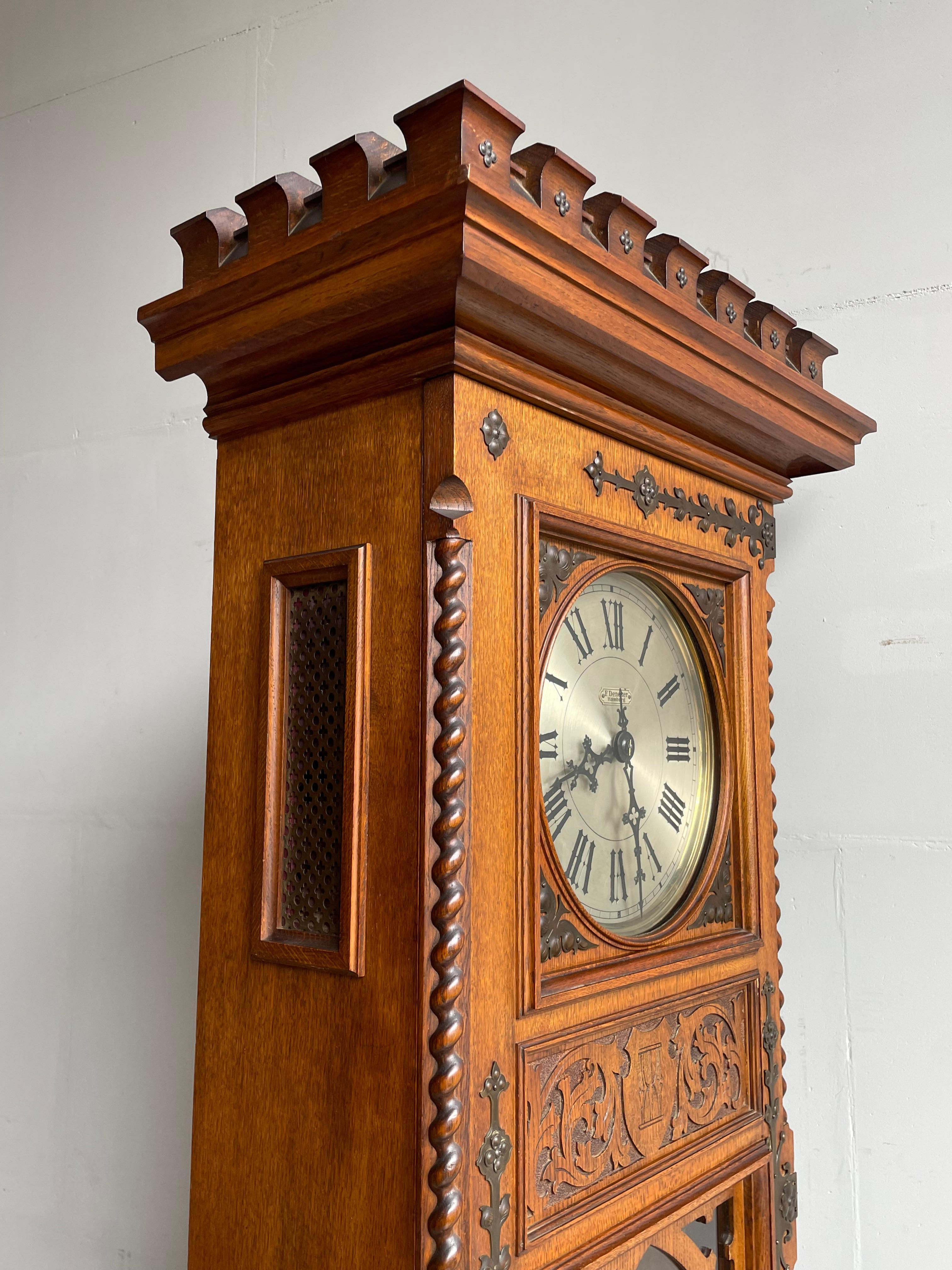 Best Ever Antique Gothic Revival Grandfather / Longcase Clock by Ferd ...