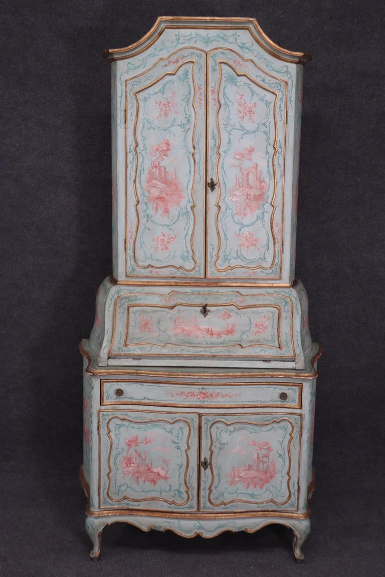Best Venetian Paint Decorated Antique Rococo Secretary Desk Circa 1890s ...