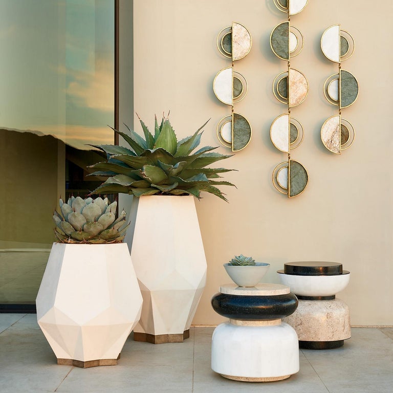 Beta Contemporary Indoor or Outdoor Round Stone Side Table at 1stDibs ...