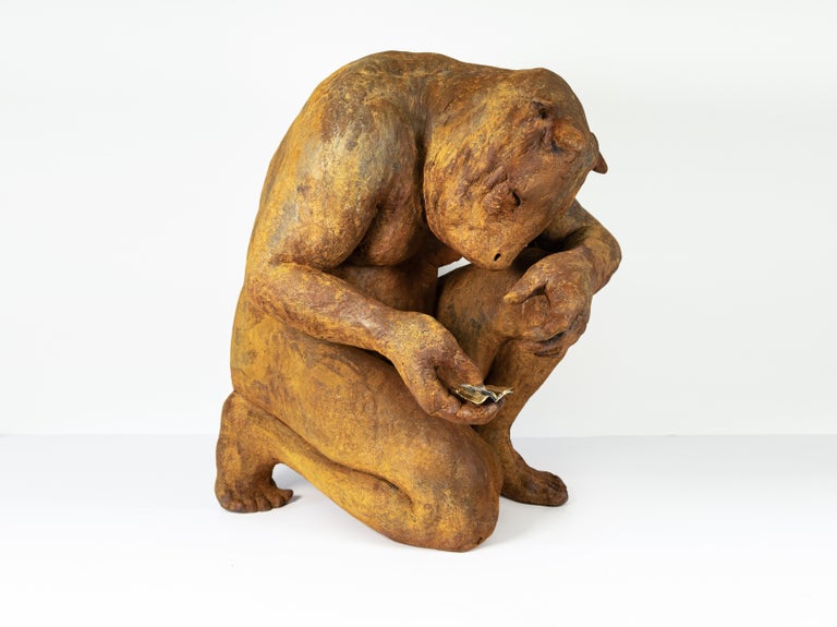 Beth Carter - "Crouching Minotaur w/ book" iron-oxide For Sale at 1stDibs