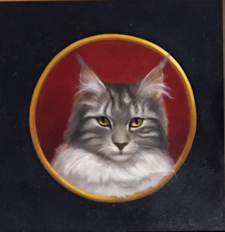 Beth de Loiselle - Realistic detailed oil painting of a Maine Coon cat painting in frame For ...