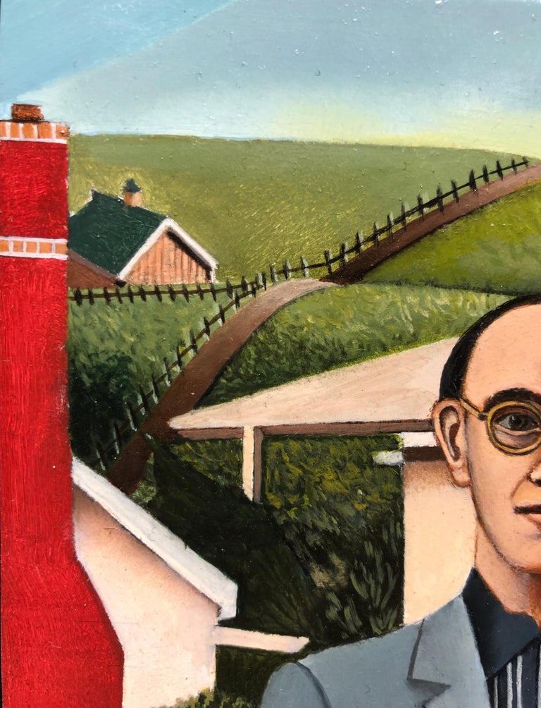 Beth Foley - Jewish American Gothic, Homage to Grant Wood, Original Oil ...