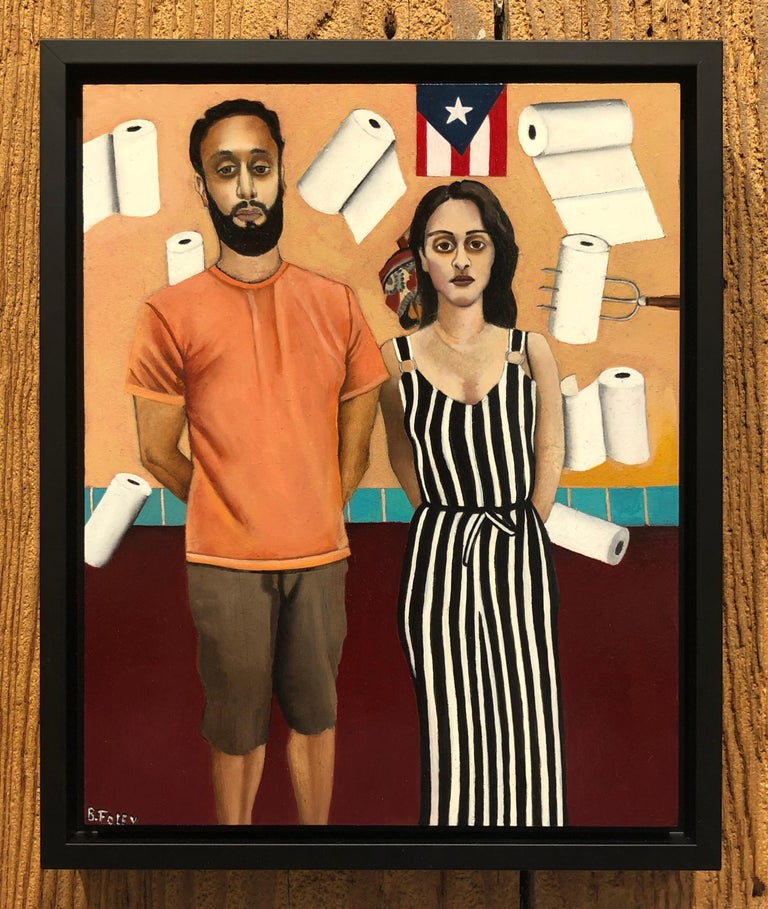 Beth Foley - Puerto Rican American Gothic, Homage to Grant Wood, Oil on ...