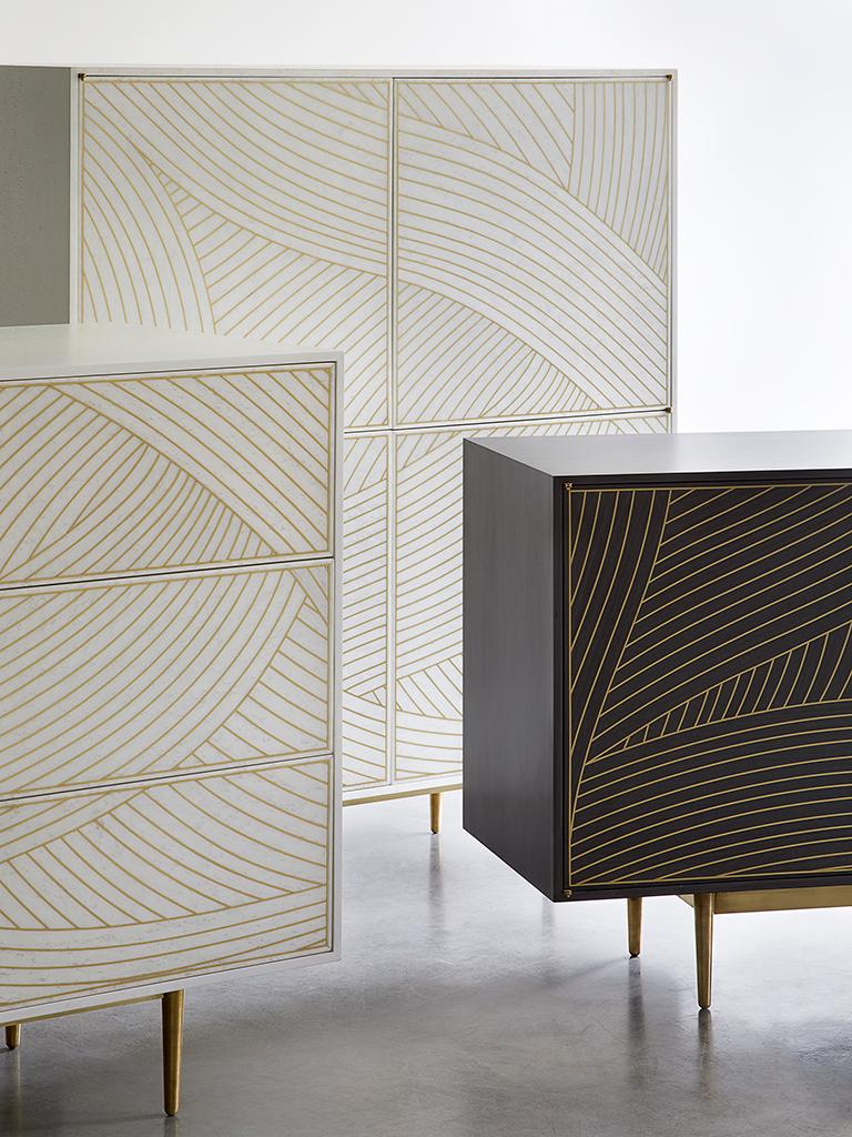 Bethan Gray Dhow 2x2 Cabinet White and Brass For Sale at 1stDibs