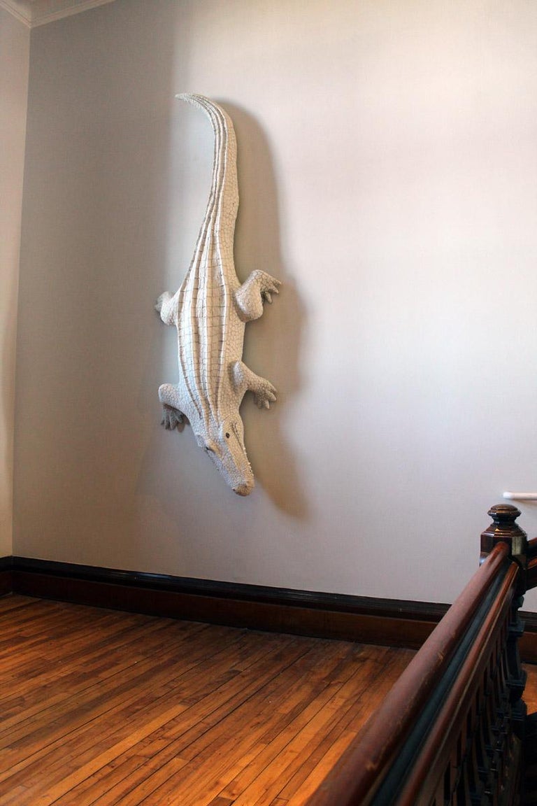 Bethany Krull - Giant White Alligator Wall Sculpture Contemporary Paper ...