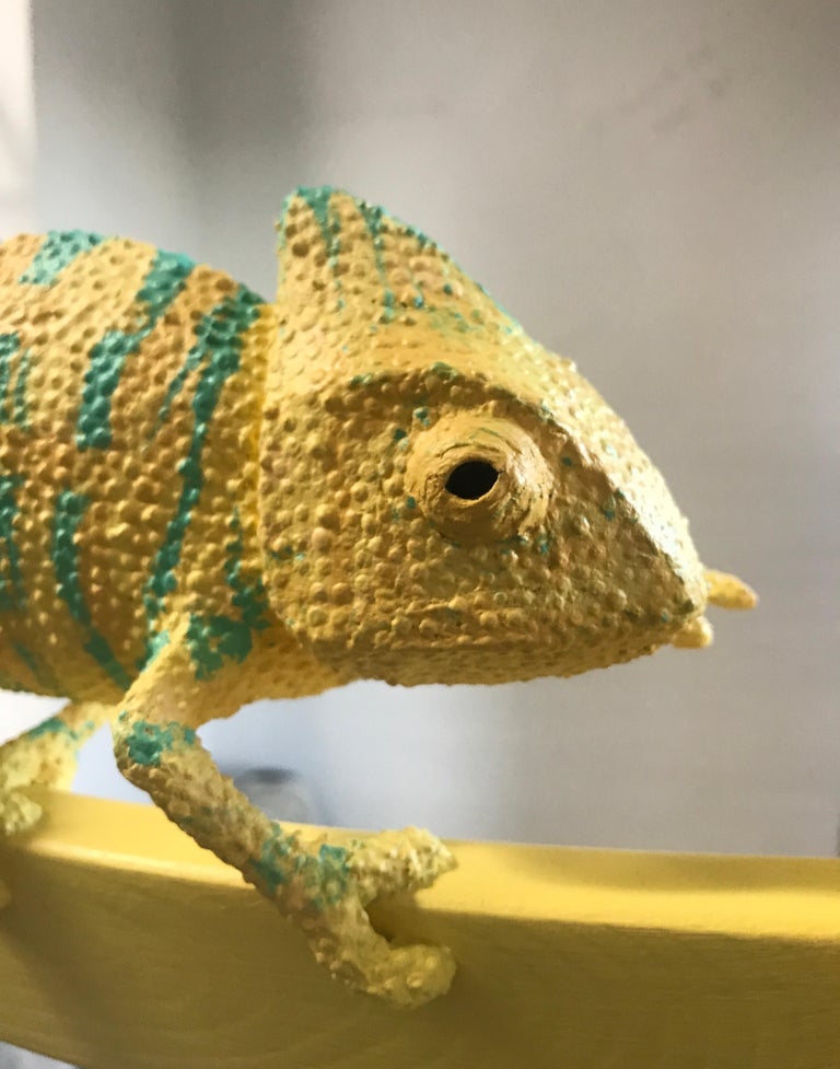 Bethany Krull - Paper Mache chameleon on a yellow chair "Tree-Dweller ...