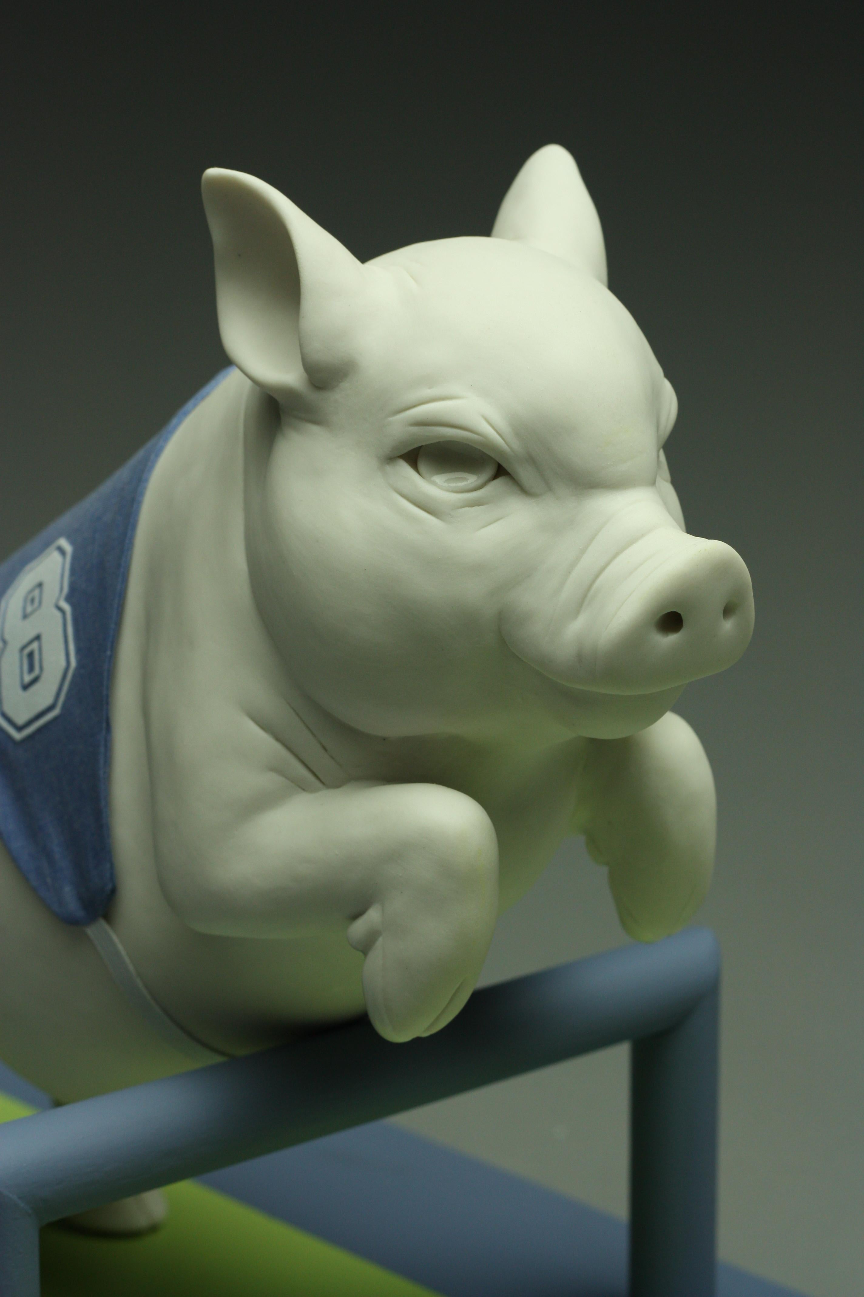 Bethany Krull - White Porcelain Pig Jumping a Hurdle "Underdog" by ...