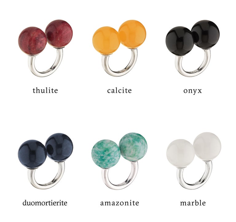 Betony Vernon "Double Sphere Marble Massage Ring" Sterling Silver 925 For Sale at 1stDibs