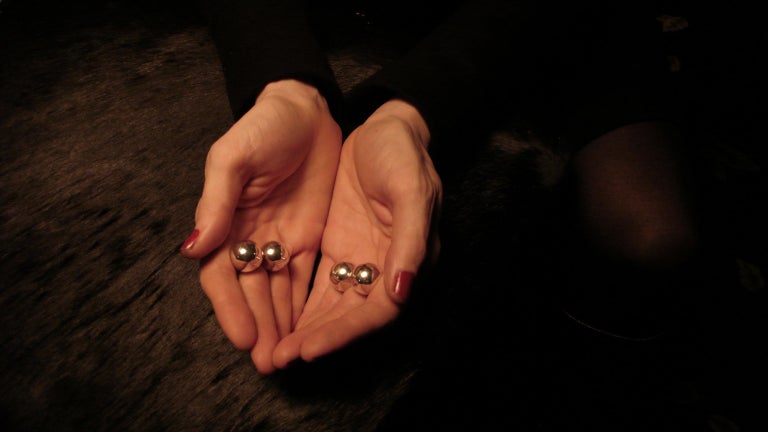 Betony Vernon "Double Sphere Marble Massage Ring" Sterling Silver 925 For Sale at 1stDibs