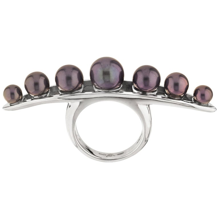 Betony Vernon "String of Black Pearls Massage Ring" Sterling Silver 925 in Stock For Sale at ...