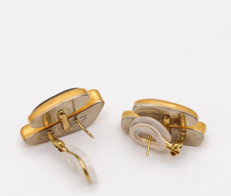 Betsy Fuller Studio Sculptural Clip Earrings 24Kt Gold with 10.68 Cts ...