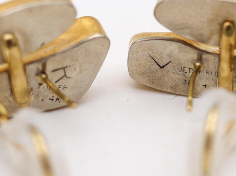 Betsy Fuller Studio Sculptural Clip Earrings 24Kt Gold with 10.68 Cts ...